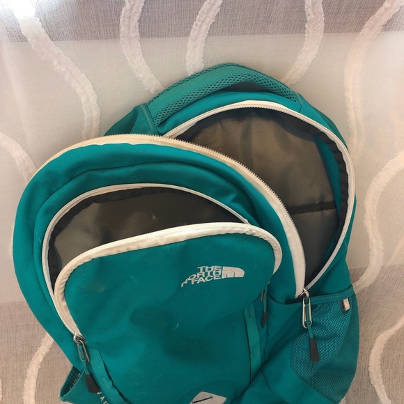 The North Face | Bags | Teal And White The North Face Backpack | Poshmark